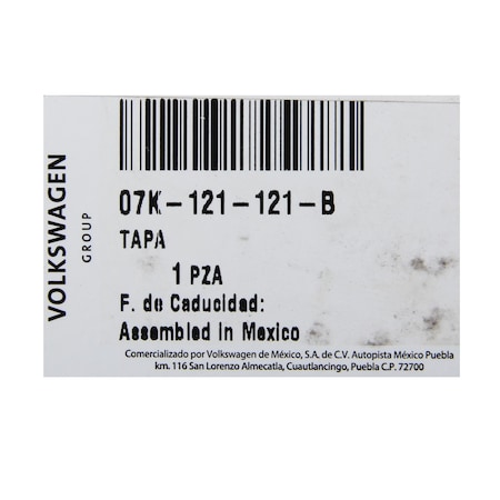 Genuine Thermostat Housing Cover, 07K121121B 07K121121B | Zoro