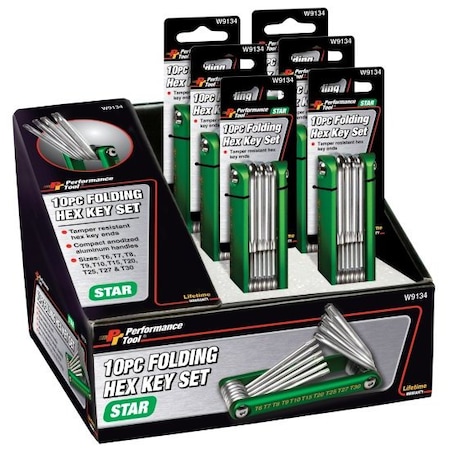Performance Tool 10-Pc Aluminum Folding Star Key Set W9134 | Zoro