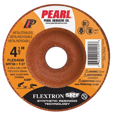 Pearl Abrasive Cut-Off Wheel, 4 1/2 in Dia, 1/8 in Thick, 7/8 in Arbor ...