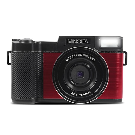 Minolta MND30 4x Digital Zoom 30 MP/2.7K Quad HD Digital Camera Red ...
