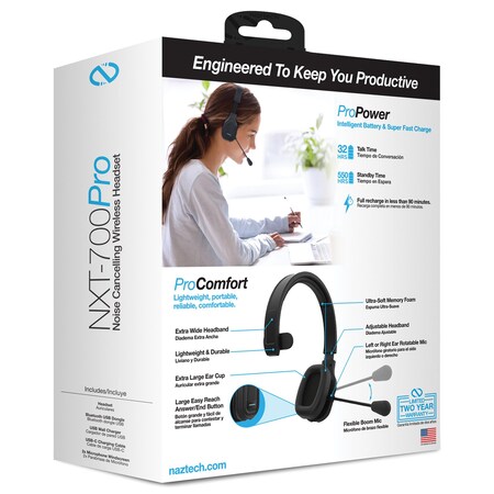 Naztech NXT-700 Pro Noise Canceling Home/Office Wireless Headset 15504 ...