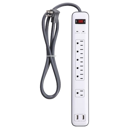 Prime Power Strip, Surge, USB, 6 Outlet(s) 4 ft., White PB525106 | Zoro