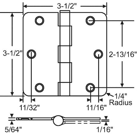Strybuc 3 1/2 x 3 1/2 Hinge 1/4 Radius 56-261SBRS | Zoro