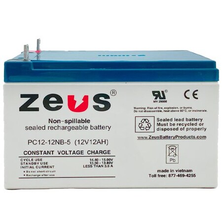 Zeus Battery Products 12Ah 12V Nb Sealed Lead Acid Battery PC12-12NB | Zoro