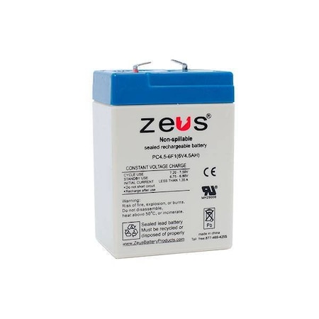 Zeus Battery Products 4.5Ah 6V F1 Sealed Lead Acid Battery PC4.5-6F1 | Zoro
