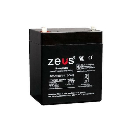 Zeus Battery Products 4Ah 12V F1 Sealed Lead Acid Battery PC5-12XBF1 | Zoro