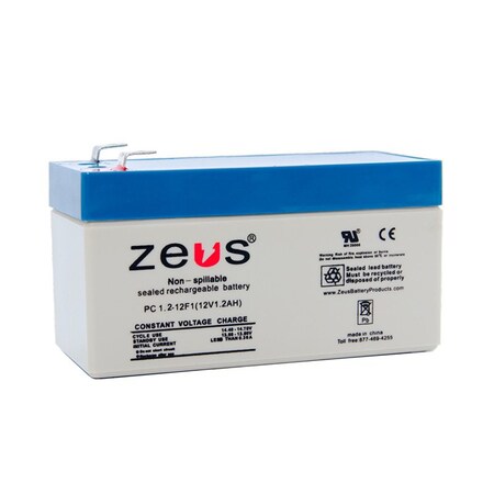 Zeus Battery Products 1.2Ah 12V F1 Sealed Lead Acid Battery PC1.2-12F1 ...