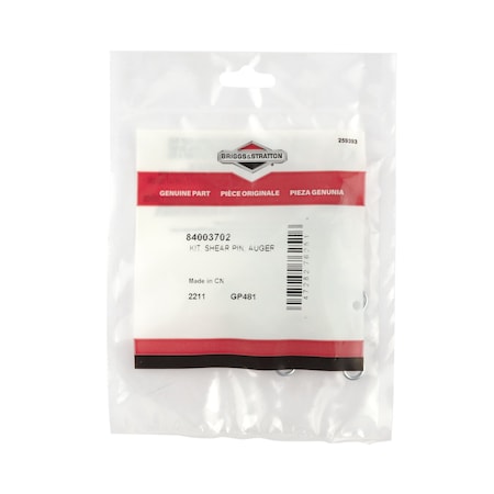 Briggs & Stratton Kit, Shear Pin, Auger 84003702 | Zoro