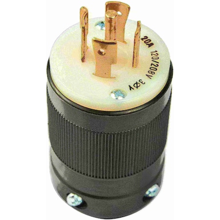 Marinco Locking Plug, L21-20P, 20 A, 120/208V AC, Three Phase, 4 Pole ...