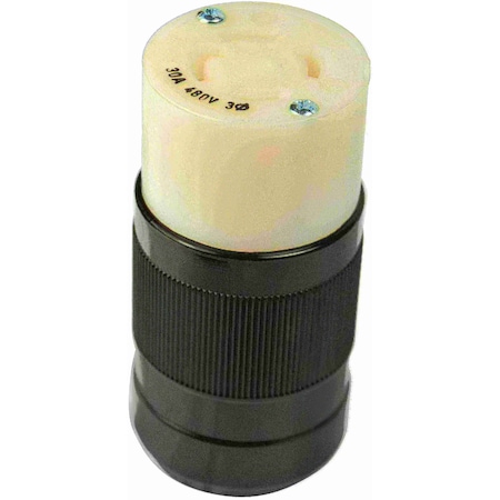 Marinco Locking Connector, L16-30R, 30 A, 480V AC, Three Phase, 3 Pole ...