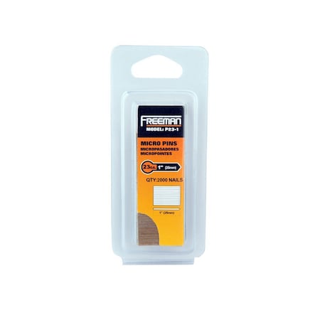Freeman Collated Pin Nail, 1 in L, 23 ga, Headless Head P23-1 | Zoro