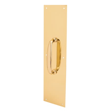 Prime-Line Door Pull Plate with Handle, Polished Brass, 4 in. x 16 in ...