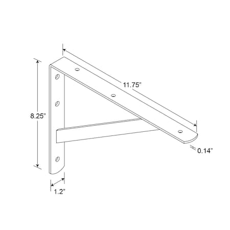 Prime-Line Shelf Bracket, 3/16in. x 12in. x 8in., Steel, White Enamel ...