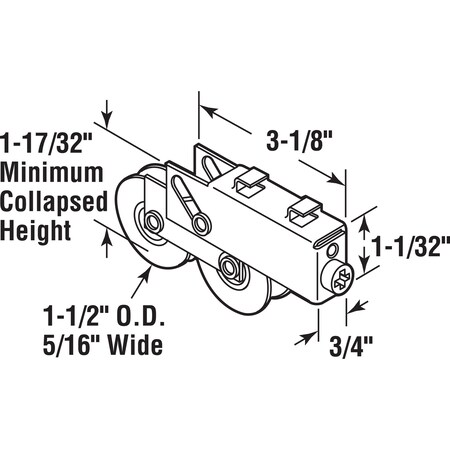 Prime-Line 1-1/2 in. Steel Ball Bearing Plain Back Sliding Door Tandem ...