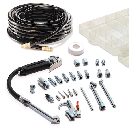 Primefit Ultimate garage Kit 25PCS + Tire Inflator + 50 ft PVC hose ...