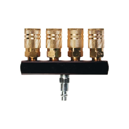 Primefit 4-Way Bar Manifold w/ 5 Couplers, Plug M14025-6 | Zoro