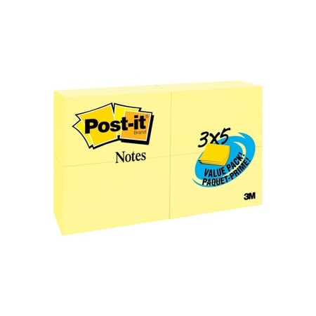 Post-It Notes, 3X5, Canary MMM65524VAD | Zoro