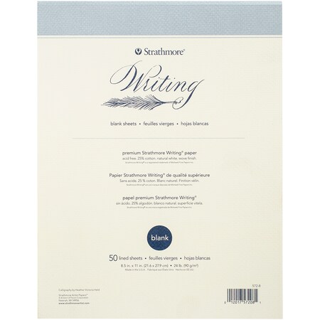 Strathmore Writing Pad Blank 8.5x11-50 Sheets 24lb Natural White ...