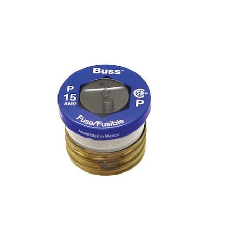 BUSSMANN COOPER 25A P Plug Fuse, 125V AC Time-Delay, Edison - BP/P-25