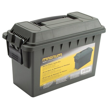 Aladdin Magnum Ammo Box, 5-1/4 In W, 11-1/2 In D, Plastic, Od Green ...