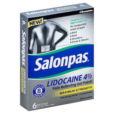 Salonpas Lidocaine 4% Pain Relieving Gel Patch, 6PK 442348 | Zoro