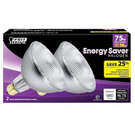 Feit Electric Bulb Hal Med Par38 Dim 55W/75W 55PAR38/QFL/ES/2 | Zoro