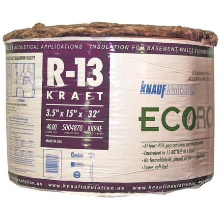 Knauf Insulation Insul R13K 15In X 32Ft Roll KR94E/TAK | Zoro