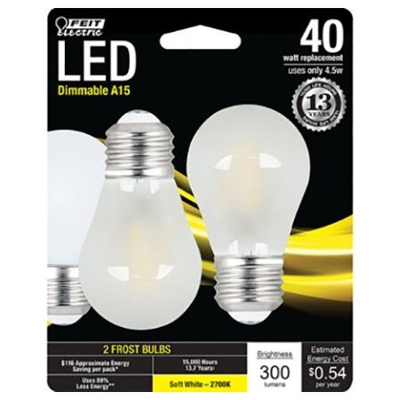Feit Electric A15 E26 827 4.5W/40W Led 2700K BPA1540/F/827/LED | Zoro