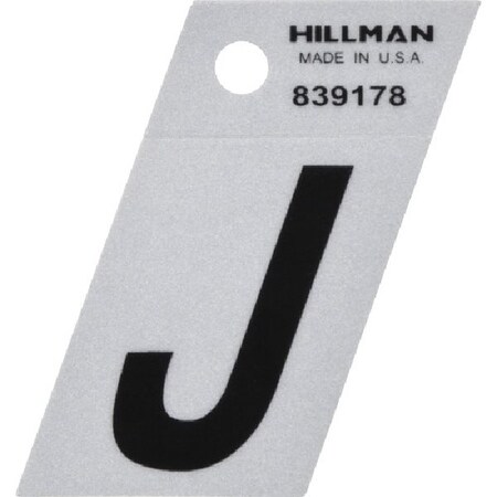 Hillman Angle-Cut Letter, Character: J, 1-1/2 in H Character, Black ...