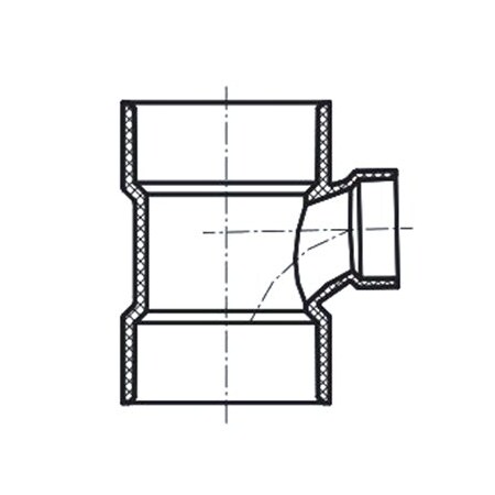 Lesso America Lesso LP401-420 Reducing Sanitary Tee, 4 x 4 x 2 in, Hub ...