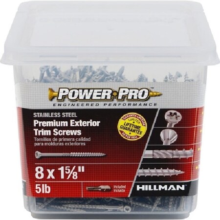 Power Pro TRIM SCREW 8X3 in. 5# SS 48646 | Zoro