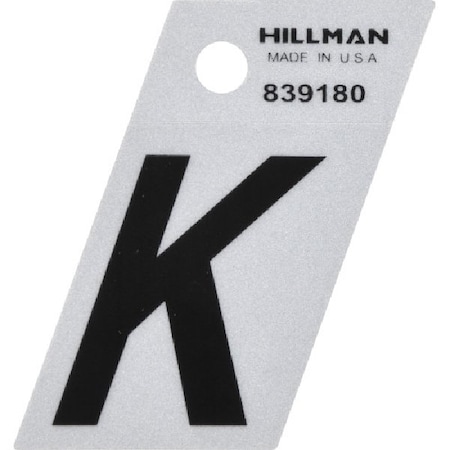 Hillman Angle-Cut Letter, Character: K, 1-1/2 in H Character, Black ...