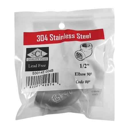 Smith-Cooper FEMALE ELBOW 90 1/2 in. SS 4638100430 | Zoro