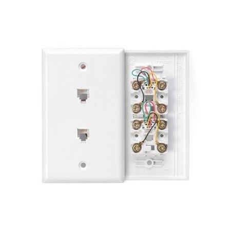 Leviton Jack Flush White 2-Line 002-40244-00W | Zoro
