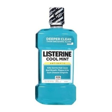Listerine Coolmint 1l Size 33.8z Antiseptic Mouthwash Cool Mint 1 Liter ...