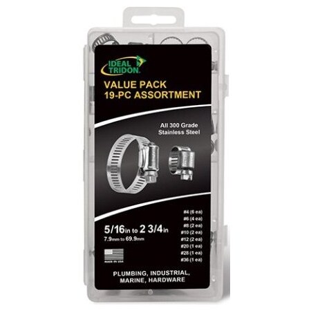 Ideal Tridon HOSE CLAMP ASSORTMENT, 19PK 999044674051 | Zoro