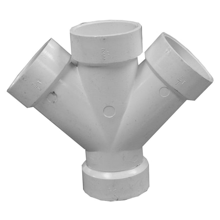 Jones Stephens 4 in. x 4 in. x 2 in. x 2 in. PVC Double Wye PDY442 | Zoro