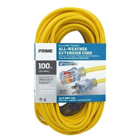 Prime EXTENSION CORD YLW 100'L LT511735 | Zoro
