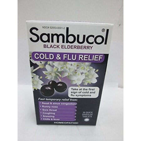 Sambucol Black Elderberry Cold & Flu Relief Tablets 01558485 | Zoro