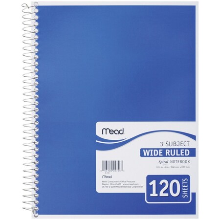 Mead Notebook 3 Subject Wide Ruled 120 Sheet 05746 | Zoro