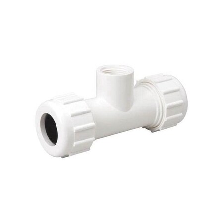 King Brothers NDS Pipe Tee, 1/2 x 3/4 in, Compression x FNPT, PVC ...