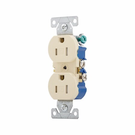 Cooper Industries Eaton Duplex Receptacle, 2-Pole, 15 A, 125 VAC, Push ...