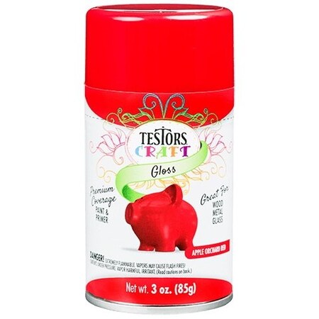 Rust-Oleum SPRAY PAINT 3 OZ GLOSS APPLE RED TESTORS 304354 | Zoro