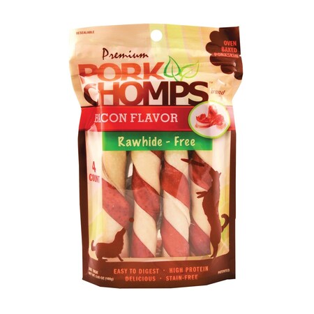 Scott Pet PORK CHOMPS PREMIUM PORK SKIN TWISTS BACON FLAVOR DT525 | Zoro