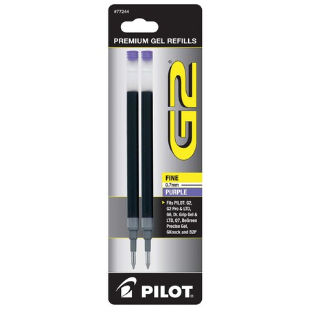 Pilot G2 77244 Pen Refill, Gel, Purple Pack, 2PK PIL77244 | Zoro