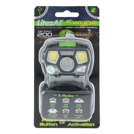 Litezall Swype Rechargeable Motion Activated Headlamp LA-SNSBMCB-8/24 ...