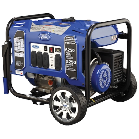 Ford Portable Generator, Gasoline, 5,250 W Rated, 6,250 W Surge, Recoil ...