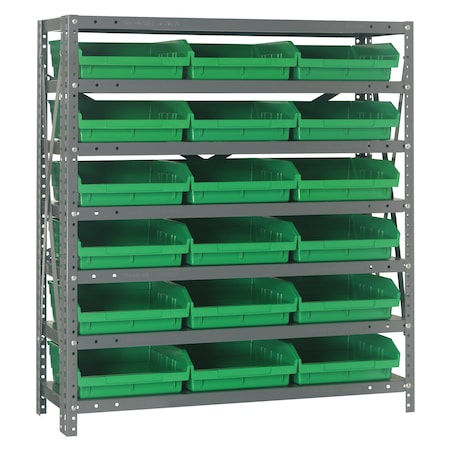 Quantum Storage Systems Steel Shelving with plastic bins 1239-109GN | Zoro