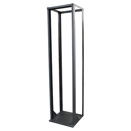Quest Mfg 4-Post Open Frame LTE Steel Floor Rack, 45U, 7' x 19", Black ...