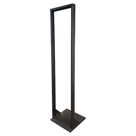 Quest Mfg 2-Post Open Frame LTE Steel Floor Rack, 45U, 7' x 19", Black ...